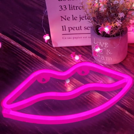 Lip Neon Lights, Lip Shape LED Neon Signs Night Lights Desk Table Wall ...