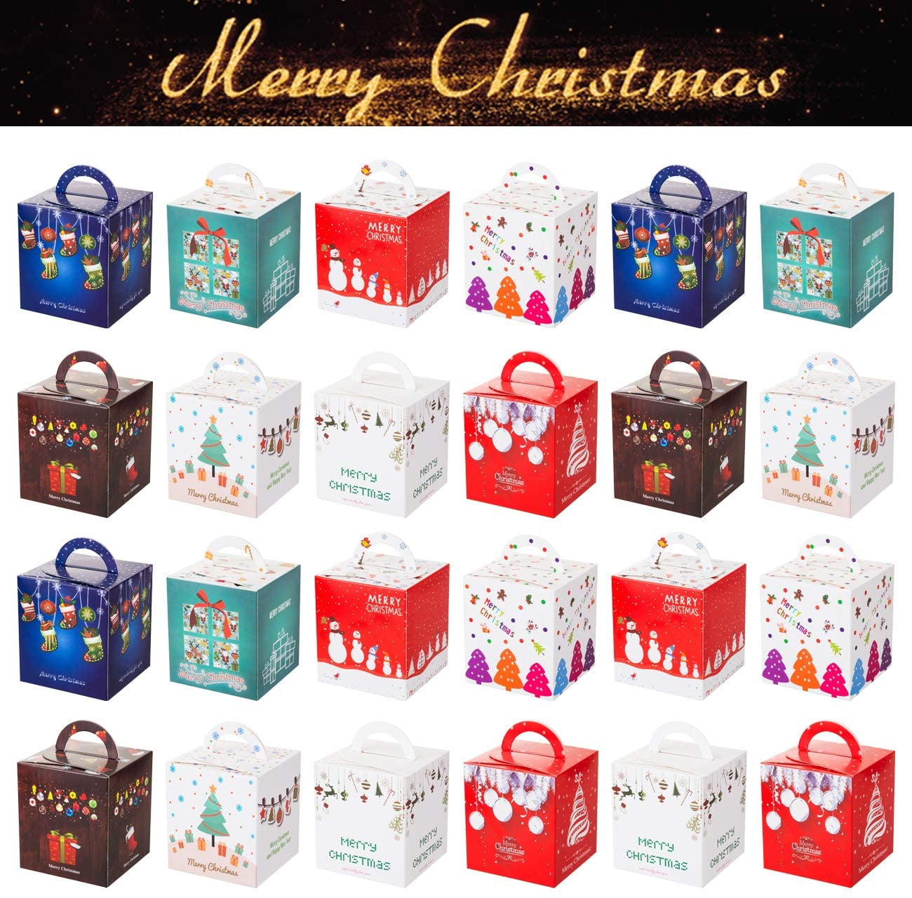 Naler 24Pcs Christmas Candy Gift Boxes, 8 Styles Assorted Treat Favor ...