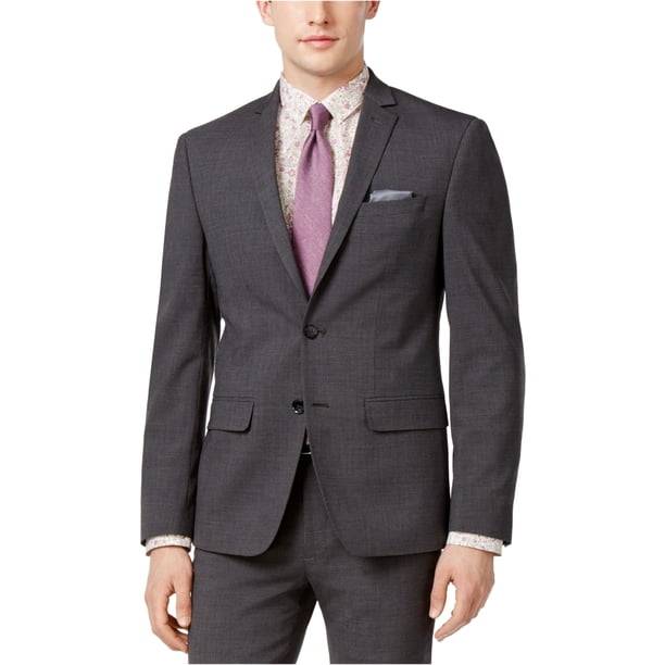 bar III Mens Mini-Grid Two Button Blazer Jacket, Grey, 40 Regular ...