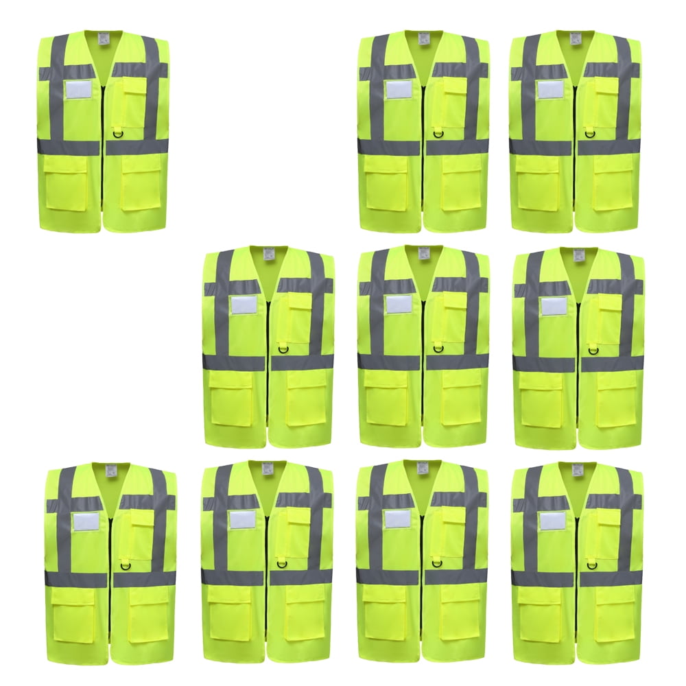 GOGO 5 Pockets High Visibility Safety Vest with Reflective Strips, 10 ...