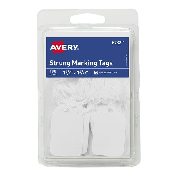 Avery Marking Tags, Strung, 1-3/4" x 1-3/32", 100 Tags (6732) - Walmart.com