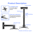 Projector Mount Ceiling/Wall, Universal 3-in-1 Bracket with Extendable ...