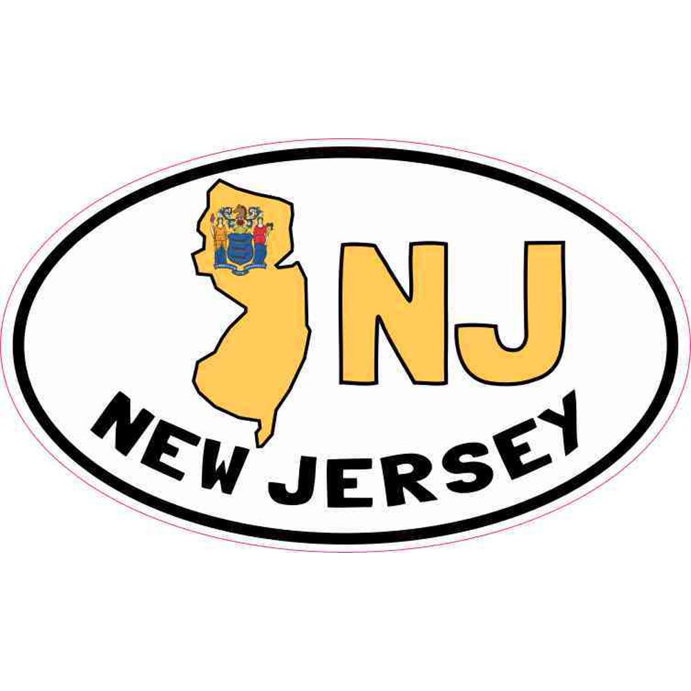 5inx3in Oval NJ New Jersey Sticker Vinyl Car Bumper Decal Luggage ...