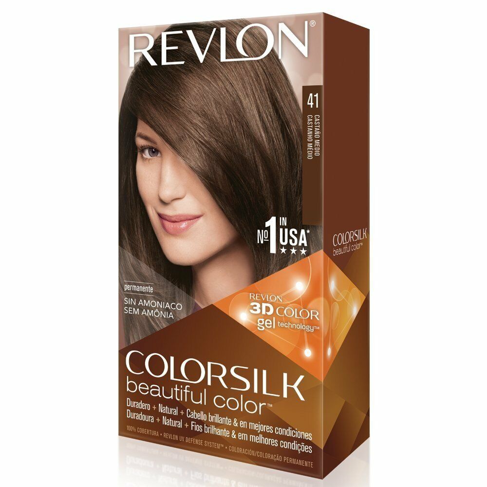 Revlon ColorSilk Beautiful Permanent Hair Color, 41 Medium Brown, 3 ...