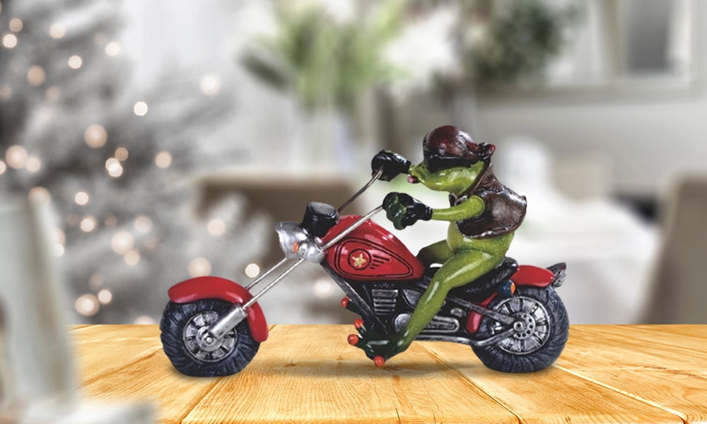 ICE ARMOR 8.5"W Frog with Bandana on Red Bike Statue Funny Animal ...