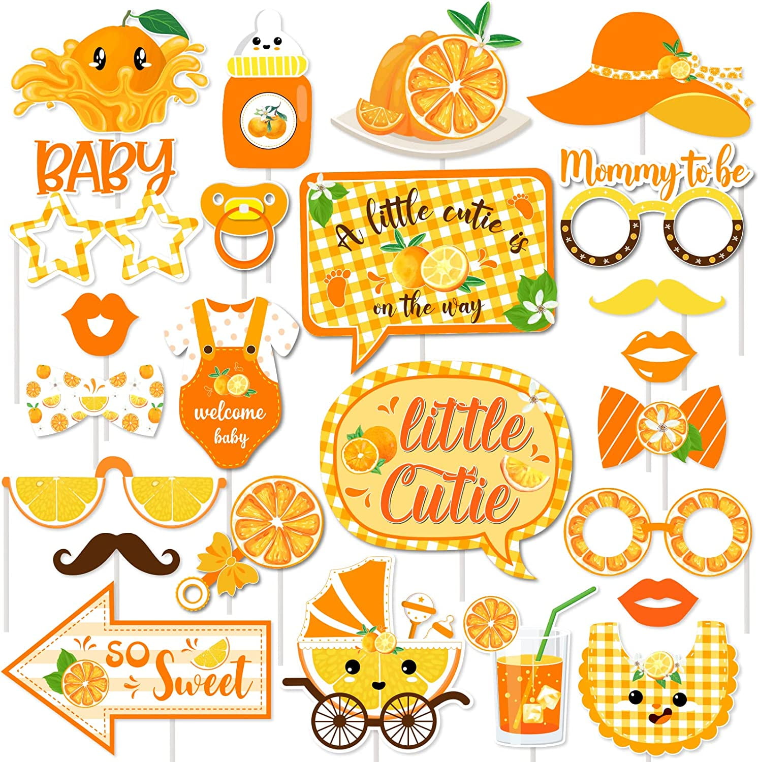 24Pcs Little Cutie Baby Shower Photo Props - Cutie Baby Shower ...