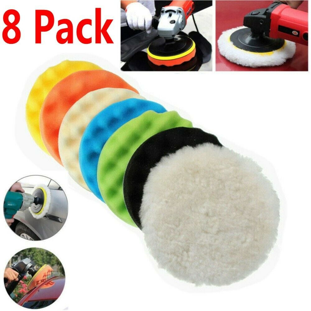 8PCS 7 INCH Polishing Waxing Pad Sponge Buff Buffing Kit Set For Car ...