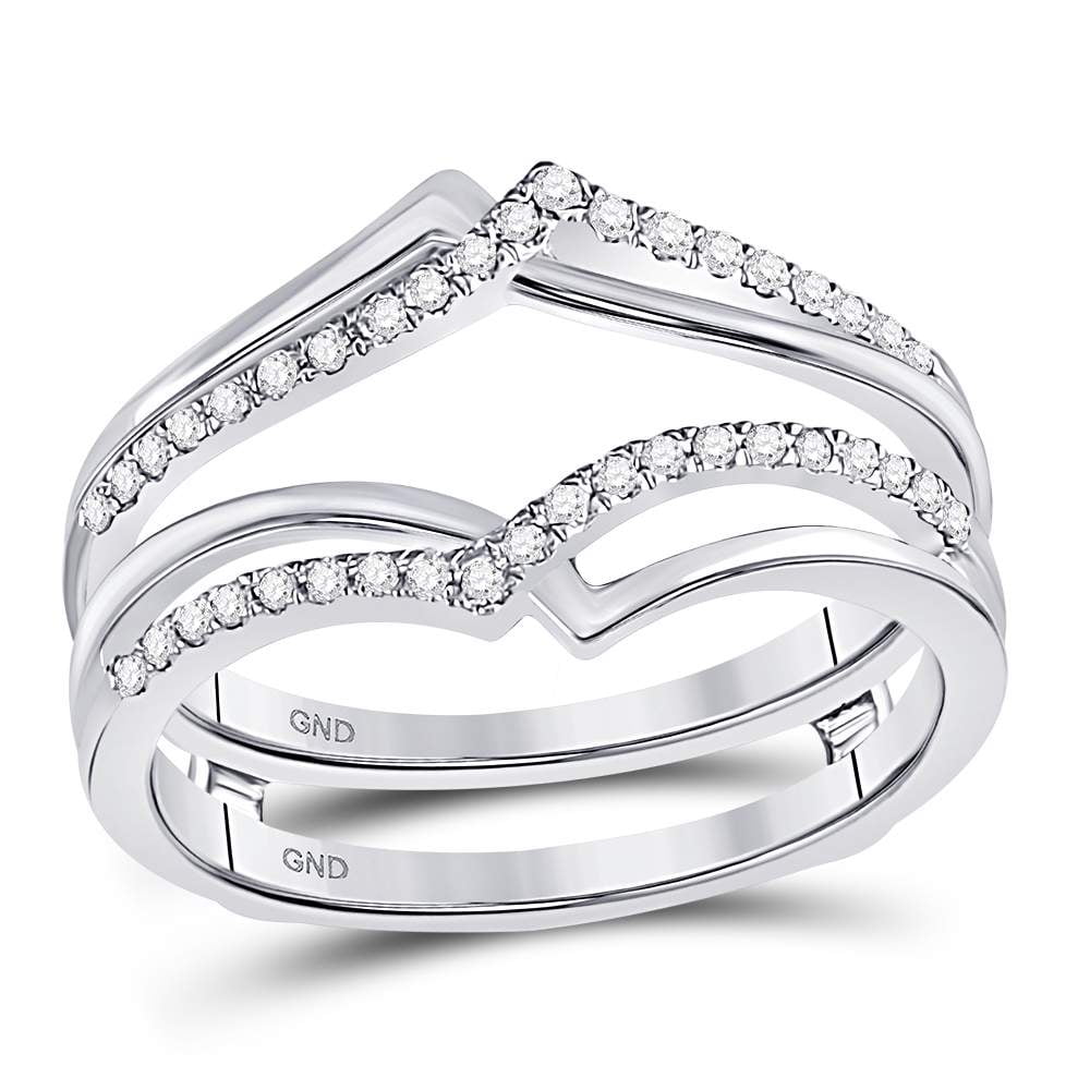14kt White Gold Womens Round Diamond Pointed Ring Guard Wedding