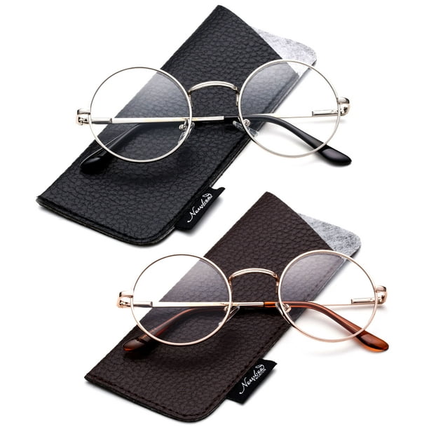 Quality Unisex Retro Round Reading Glasses Spring Hinge Stainless Steel ...
