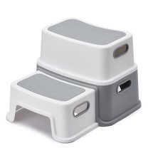 CONSDAN Wooden 2-Tier Step Stool for Adults and Kids, Solid Hardwood ...