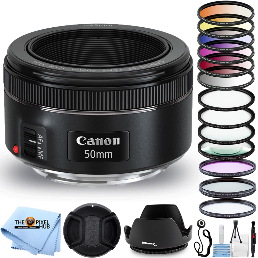 Canon EF 50mm F 1 8 STM Lens 6PC Filter Kit Macro Close Up Lenses