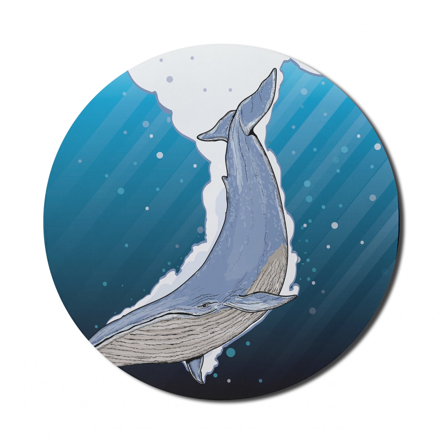 Whale Mouse Pad for Computers, Cartoon Whale Swimming Under Ocean with ...