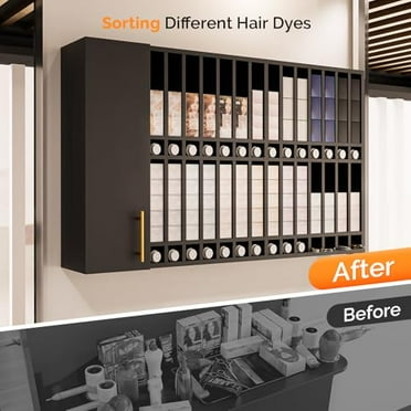Salon Storage Cabinet with Open Shelves and Hair Dryer Holders ...