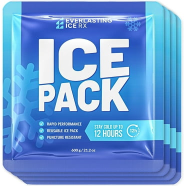 Reusable XL Slim Ice Packs for Lunch Boxes with Handle (4 Pack) BPA ...