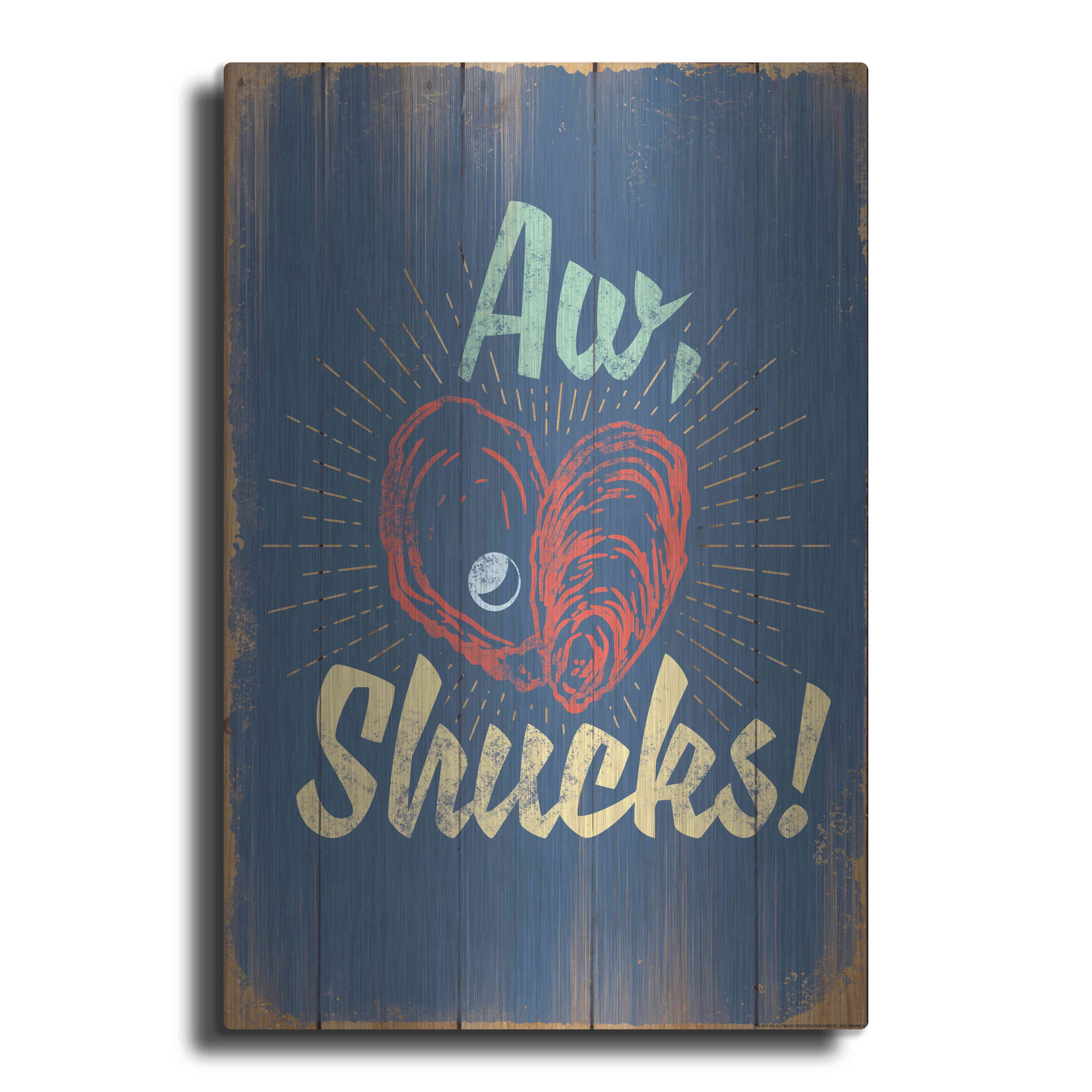 Luxe Metal Art 'Aw Shucks In Blue' by JJ Brando, Metal Wall Art, 12"x16 ...