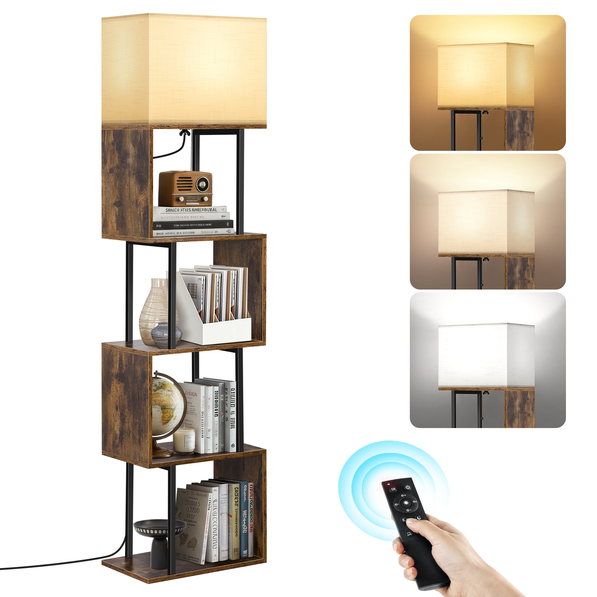 OUTONLIFE Lampe de Sol avec Étagères et Télécommande, Lampe Debout S ...