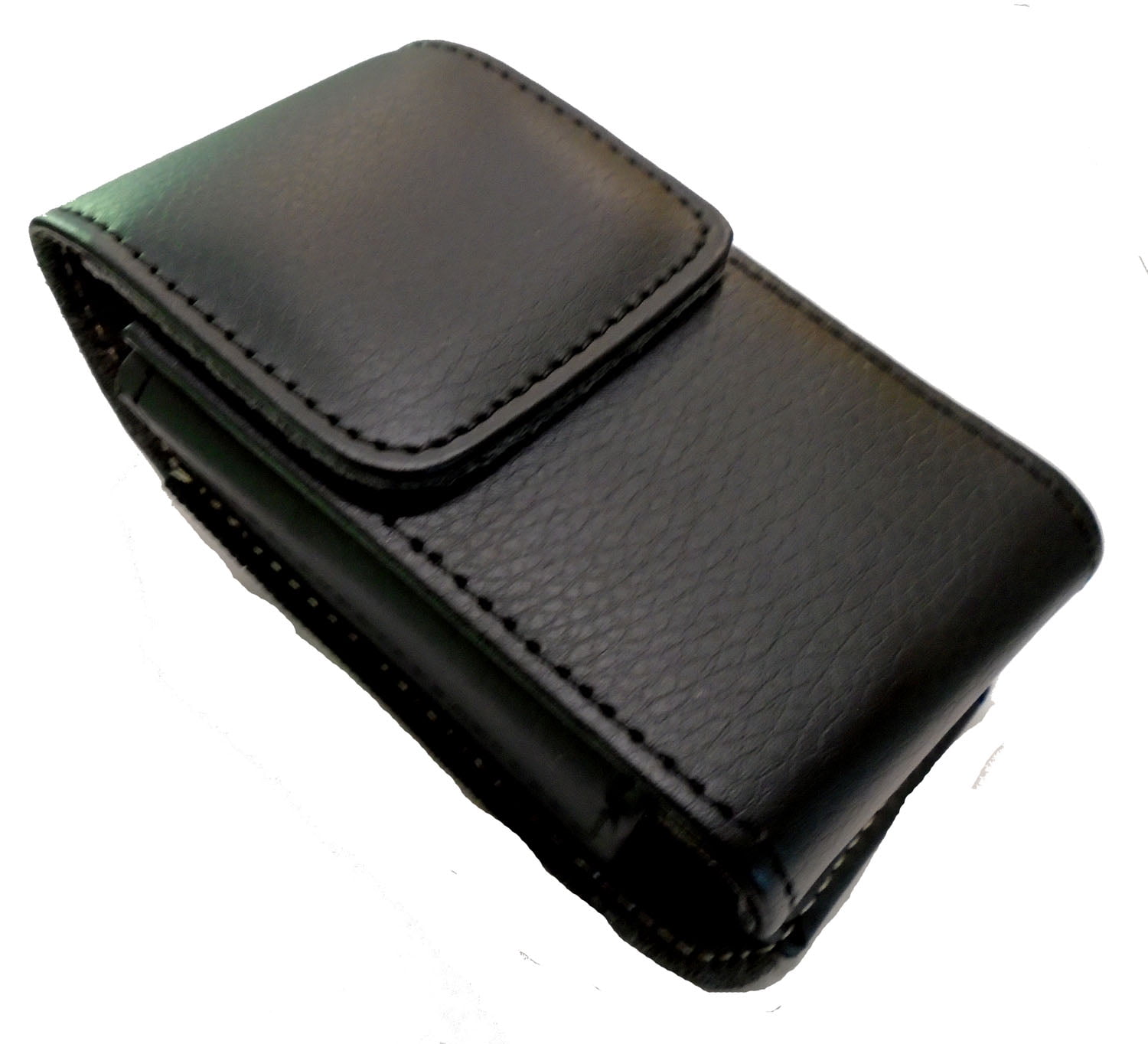 Black leather case with fixed clip fits Tracfone, StraightTalk or ...