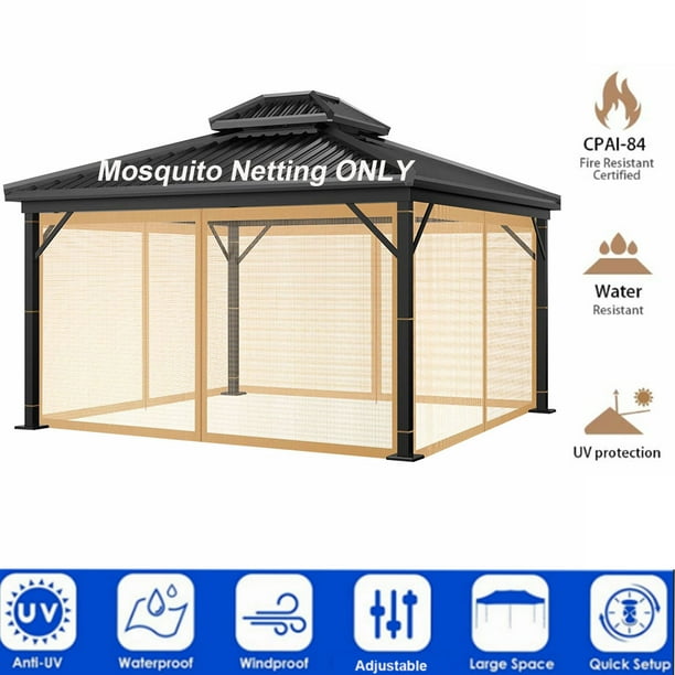 SHANNA Gazebo Universal Replacement Mosquito Netting 10' x 10' Outdoor ...