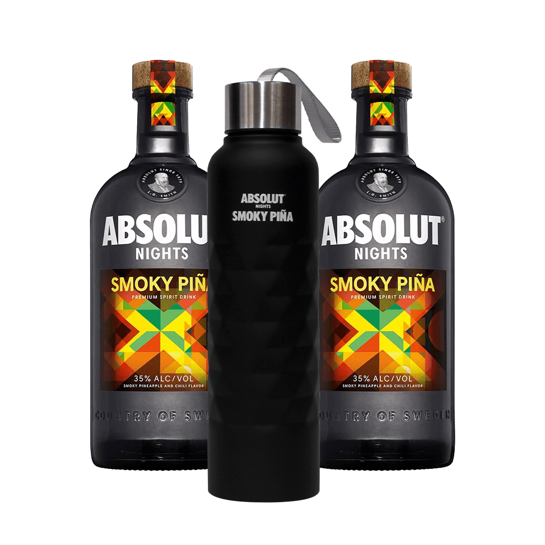 Pack de 2 Absolut Smoky Piña 750 Ml + Termo Absolut | Walmart en línea