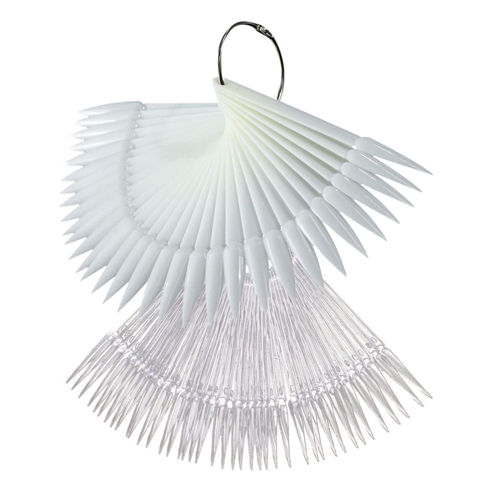 2 Sets Nail Swatch Sticks with Ring, Clear Fan- shaped Nail Art Polish ...