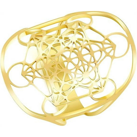 SHAR Woman Adjustable Archangel Ring Metatron Pattern Girls Stainless ...