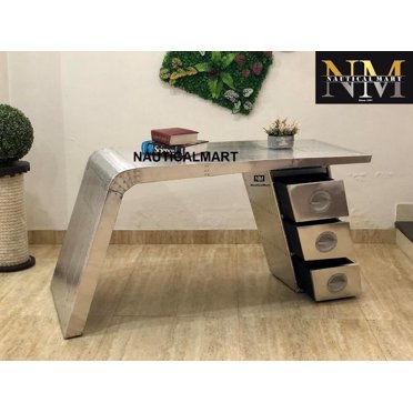 NauticalMart Aviator Writing Blackhawk Desk - Aluminium Table Mid ...