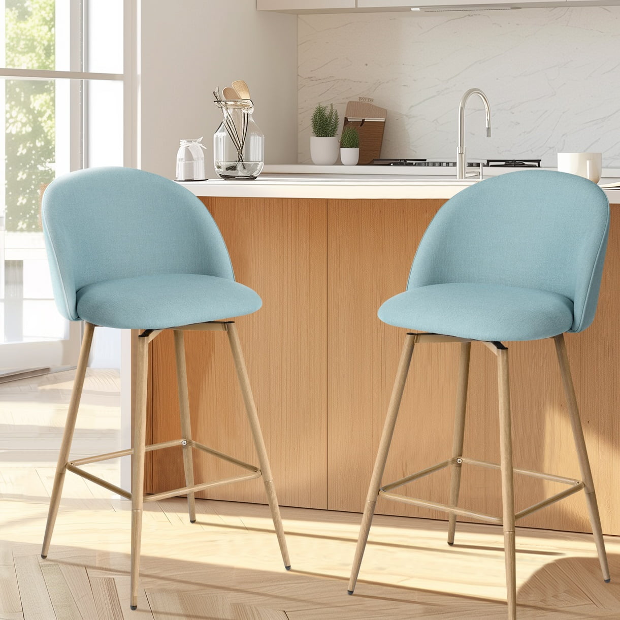 Homy Casa Sleek Modern Bar Stools, 26 in. Seat Height, Set of 2 with ...