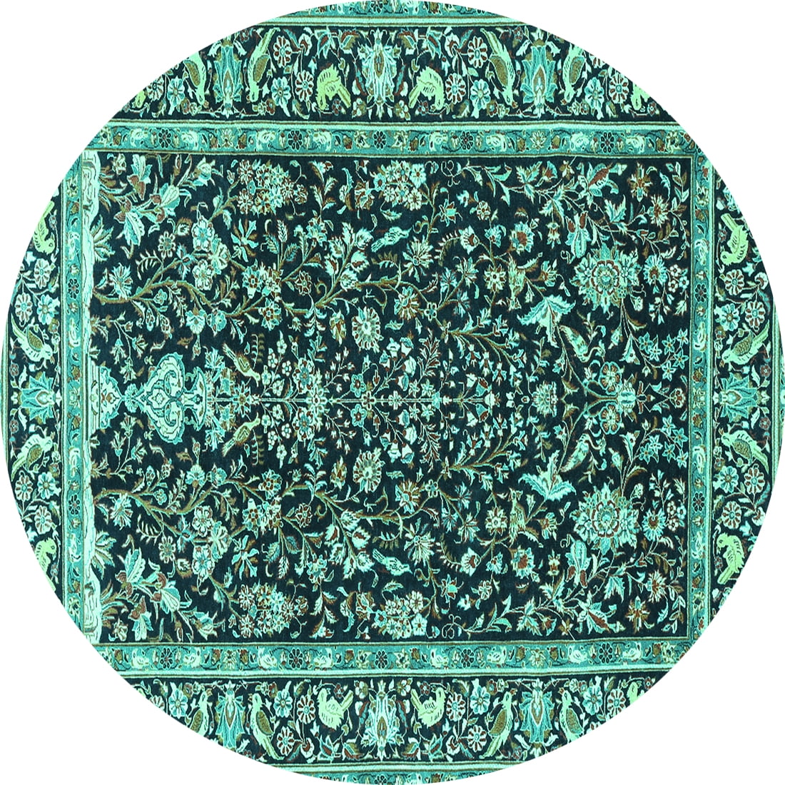 Ahgly Company Indoor Round Persian Turquoise Blue Traditional Area Rugs ...