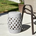 Outsunny 13" x 18" Ceramic Garden Stool with Woven Lattice Design ...