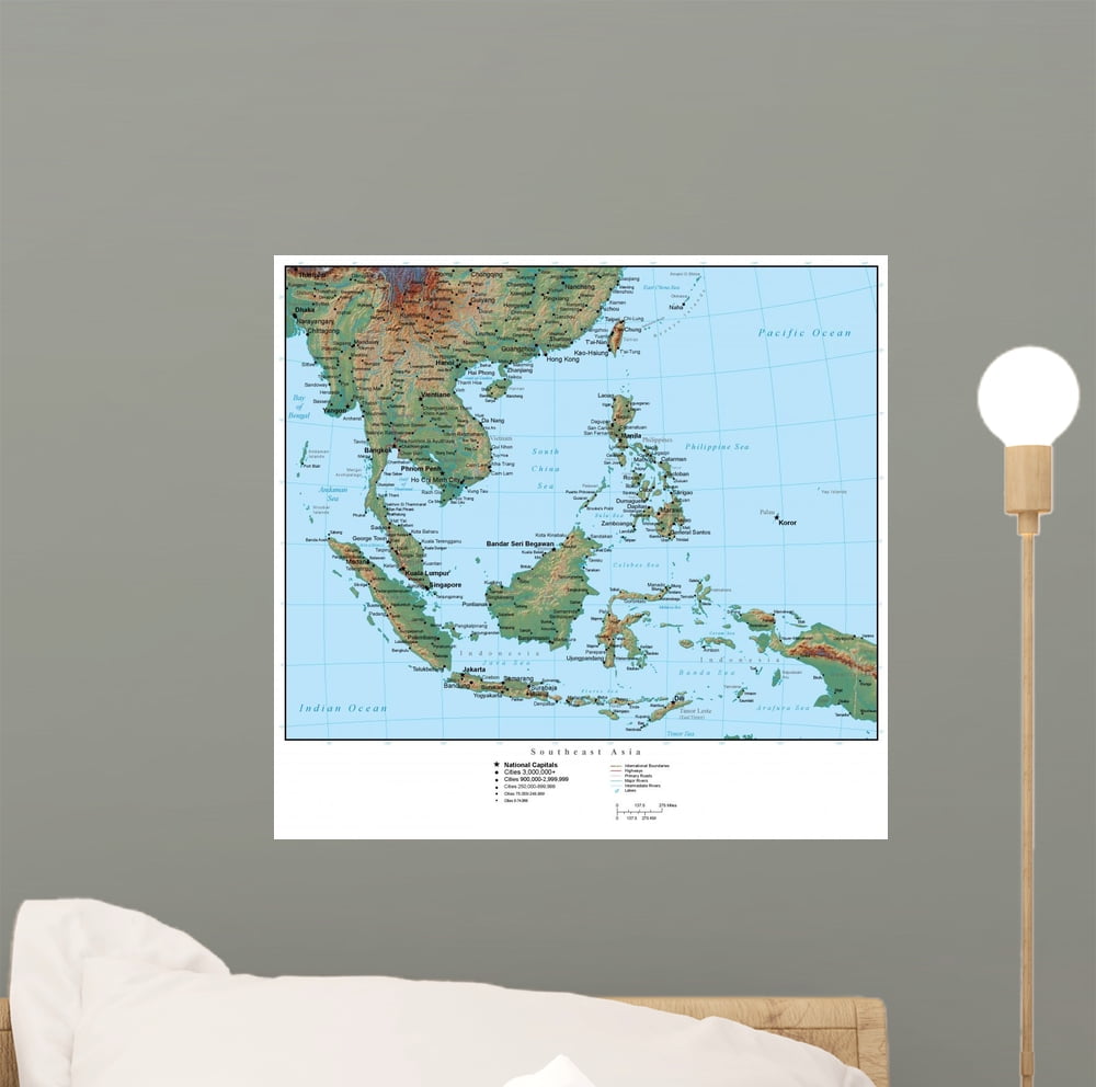 Map Southeast Asia Wall Mural Decal Sticker, Wallmonkeys Peel & Stick ...