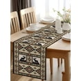 Burlap Table Runner 36 Inches Long, Ethnic Abstract Square Triangle on ...