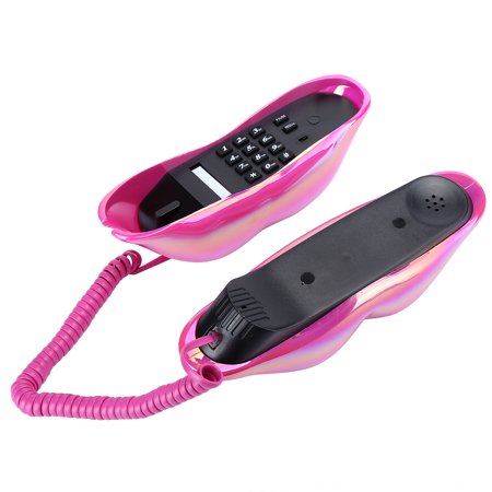 Peahefy Wired Landline Phone,Red Electroplating Fashionable Lip ...
