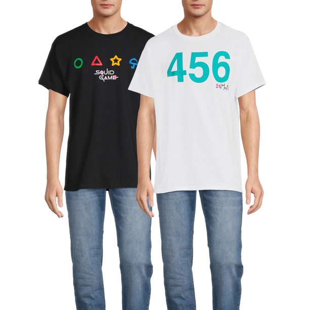 Netflix Squid Game Men's Player 456 and Honeycomb Game Graphic Tees, 2 ...