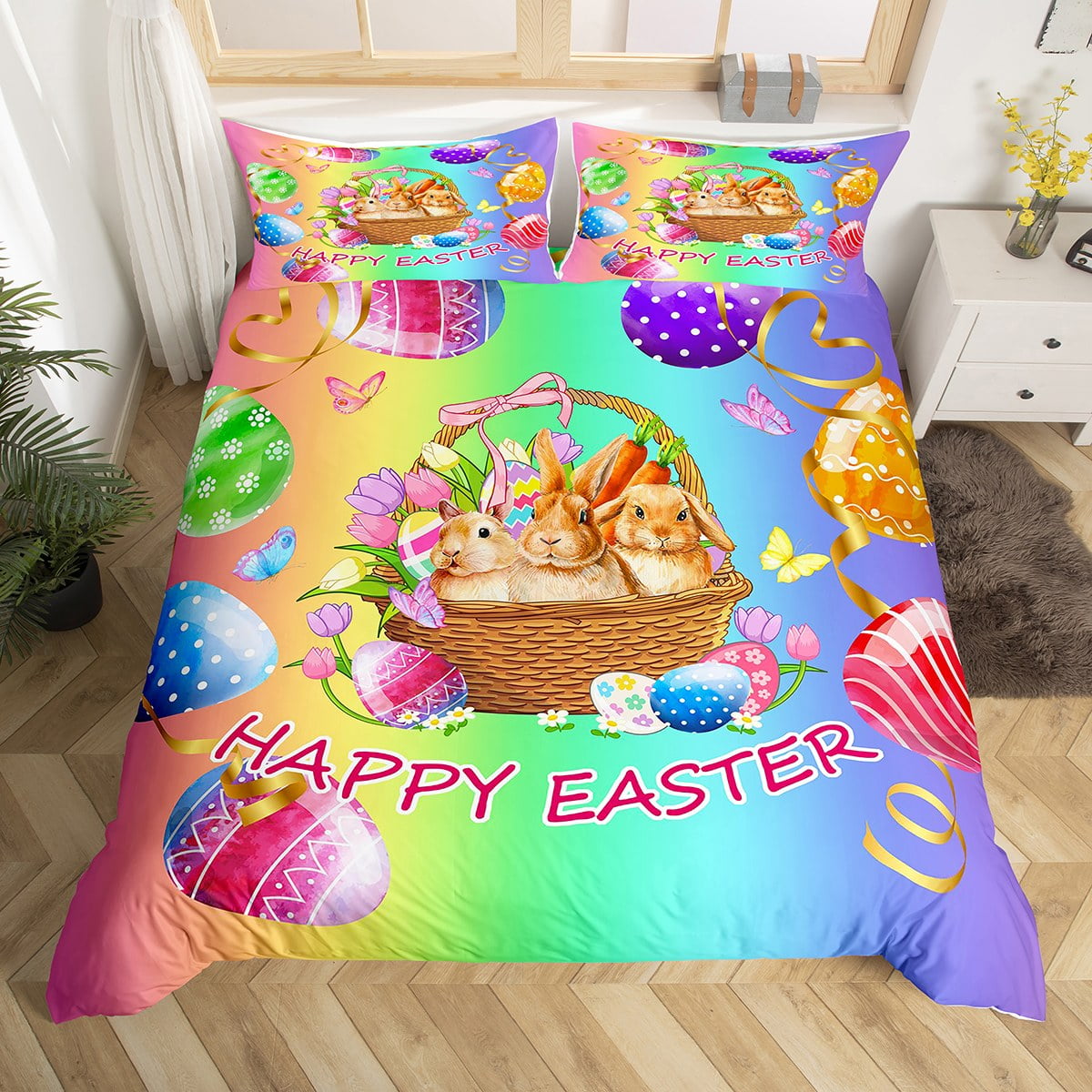 Easter Decorations for The Home,Rabbit Bedding Set Easter Decor Easter ...