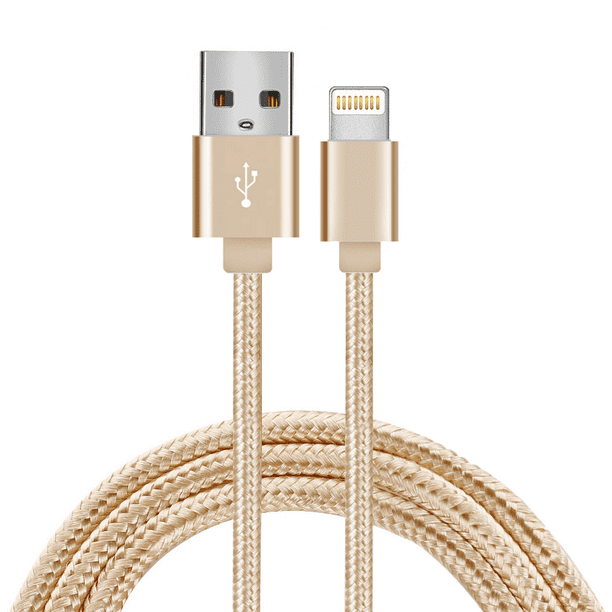 USB Charger Lightning Cable 10FT Foot Long for iPhone/iPad - Gold (2 ...