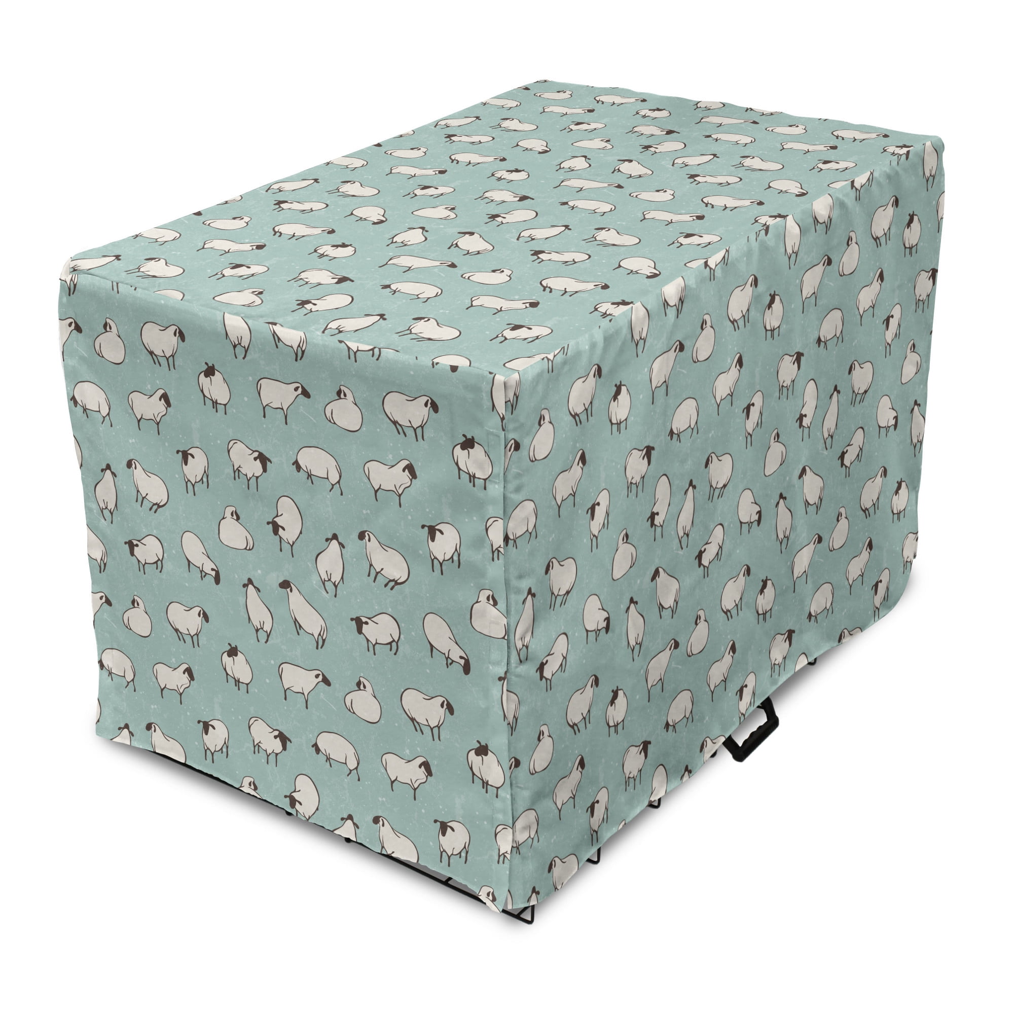 Sheep Dog Crate Cover, Herd of Farm Animals Illustration Repetitive ...