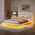 Noble House Queen Size Platform Bed Frame with LED Lights,Modern ...
