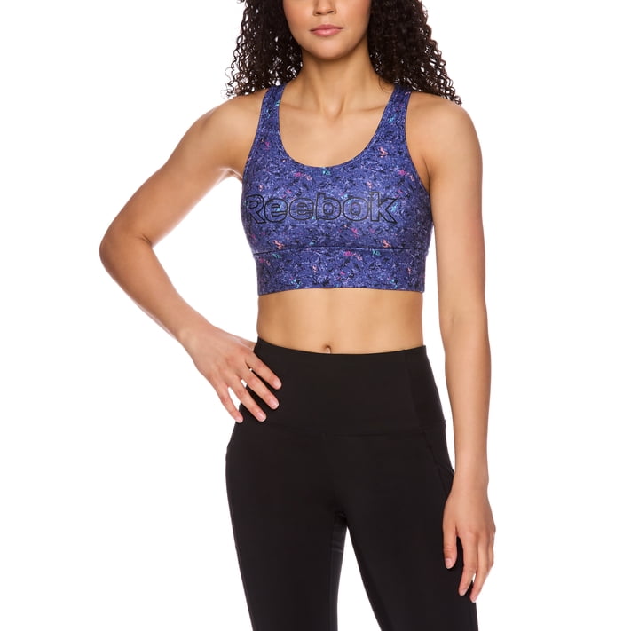 Reebok Women's Renew Longlined Printed Sports Bra with Removable Cups ...