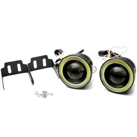 Universal 3 Inch Cob Led Drl Round Driving Lights White+yellow 2pcs ...