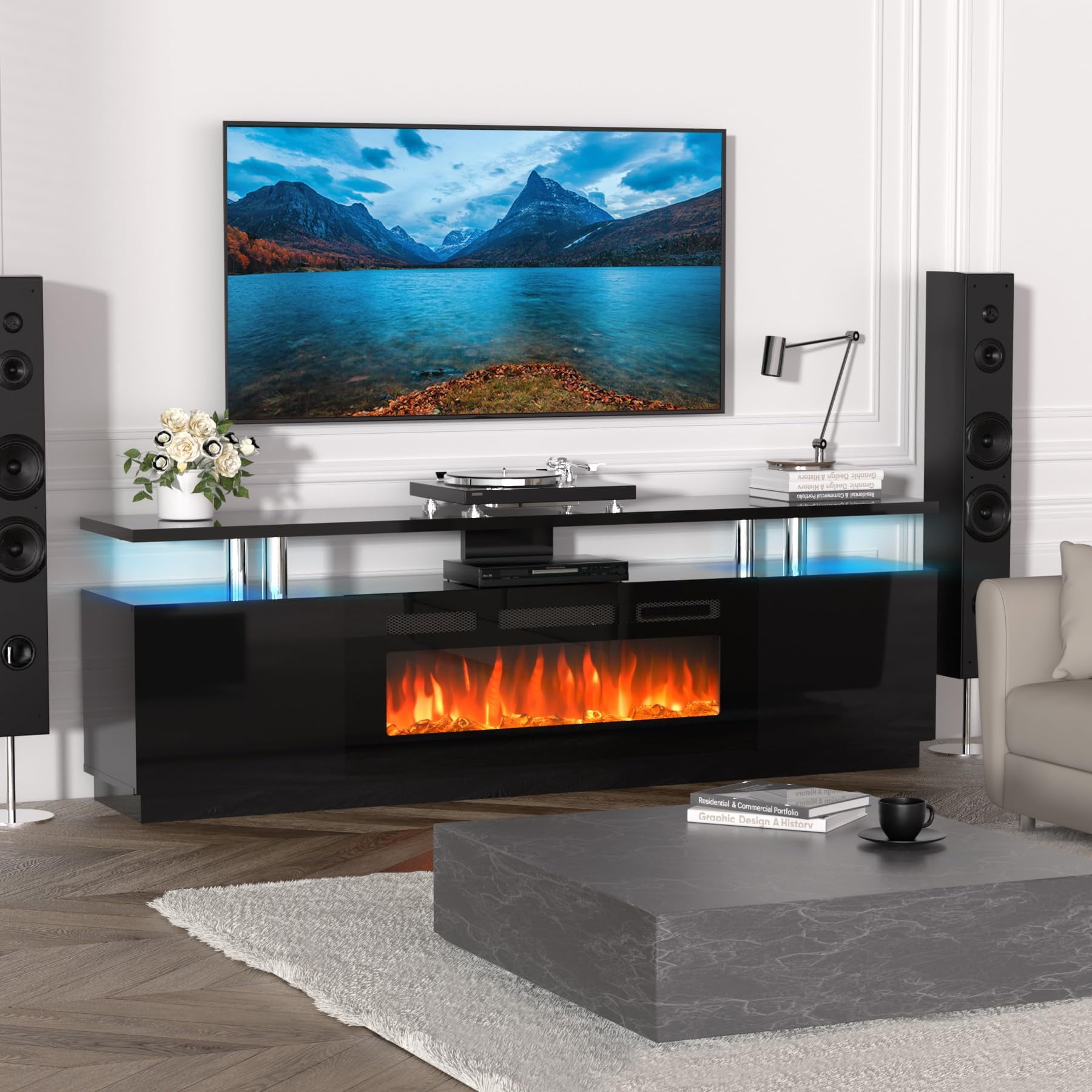 Click here for Glorystar 2-Tier Tv Stand For 80 Inch Tv  36 Elect... prices
