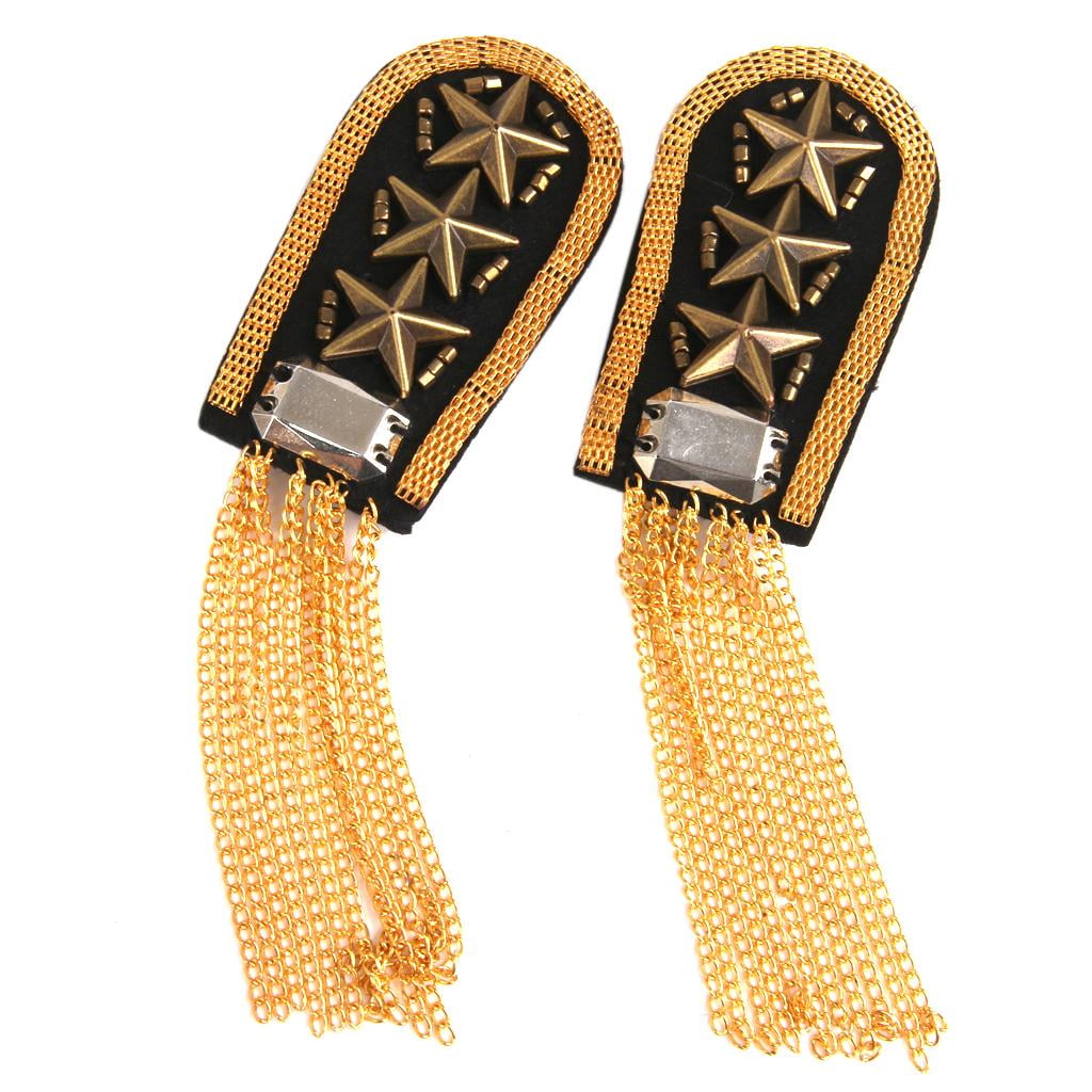 2 Pedazos Charretera de Oro Epaulette Insignias de Broche Pin de Traje ...
