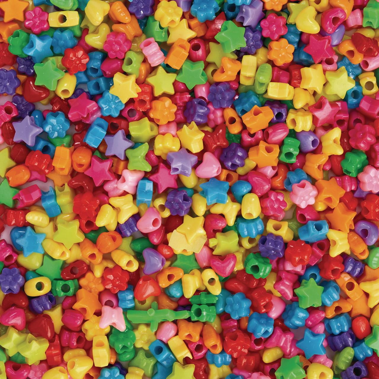 Colorations Fun Shapes Pony Beads, 1 lb. 1800 Pcs, Resealable Stand-Up ...