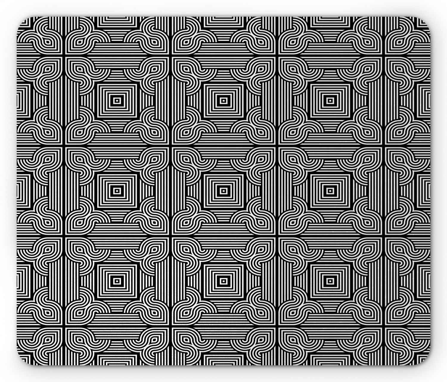 Contemporary Mouse Pad, Stripy Geometrical Pattern with Swirling Motifs ...