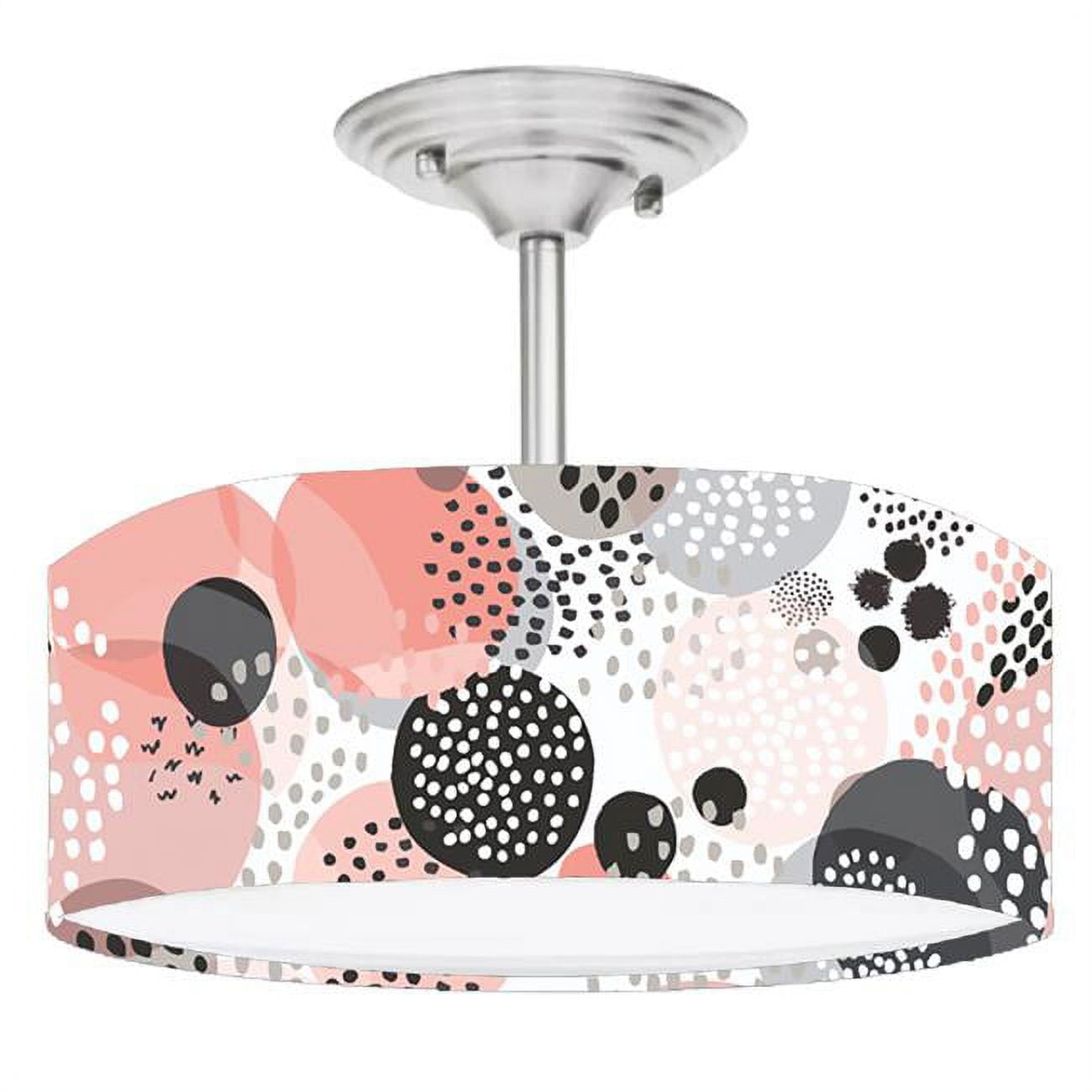 888 Cool Fans DR-0001088 MCM Mid Century Abstract 2-Light Brushed Nickel Drum Style LED Lamp ...