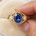 Blue Sapphire & Diamond Ring, Dainty Engagement Ring, Stackable Band ...