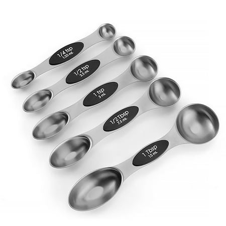 5 Pieces Stainless Steel Measuring Scoops Dual Cooking Measure Spoons ...