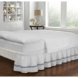 Easy Fit Adjustable Baratta Stitch Embroidered Bed Skirt - Walmart.com