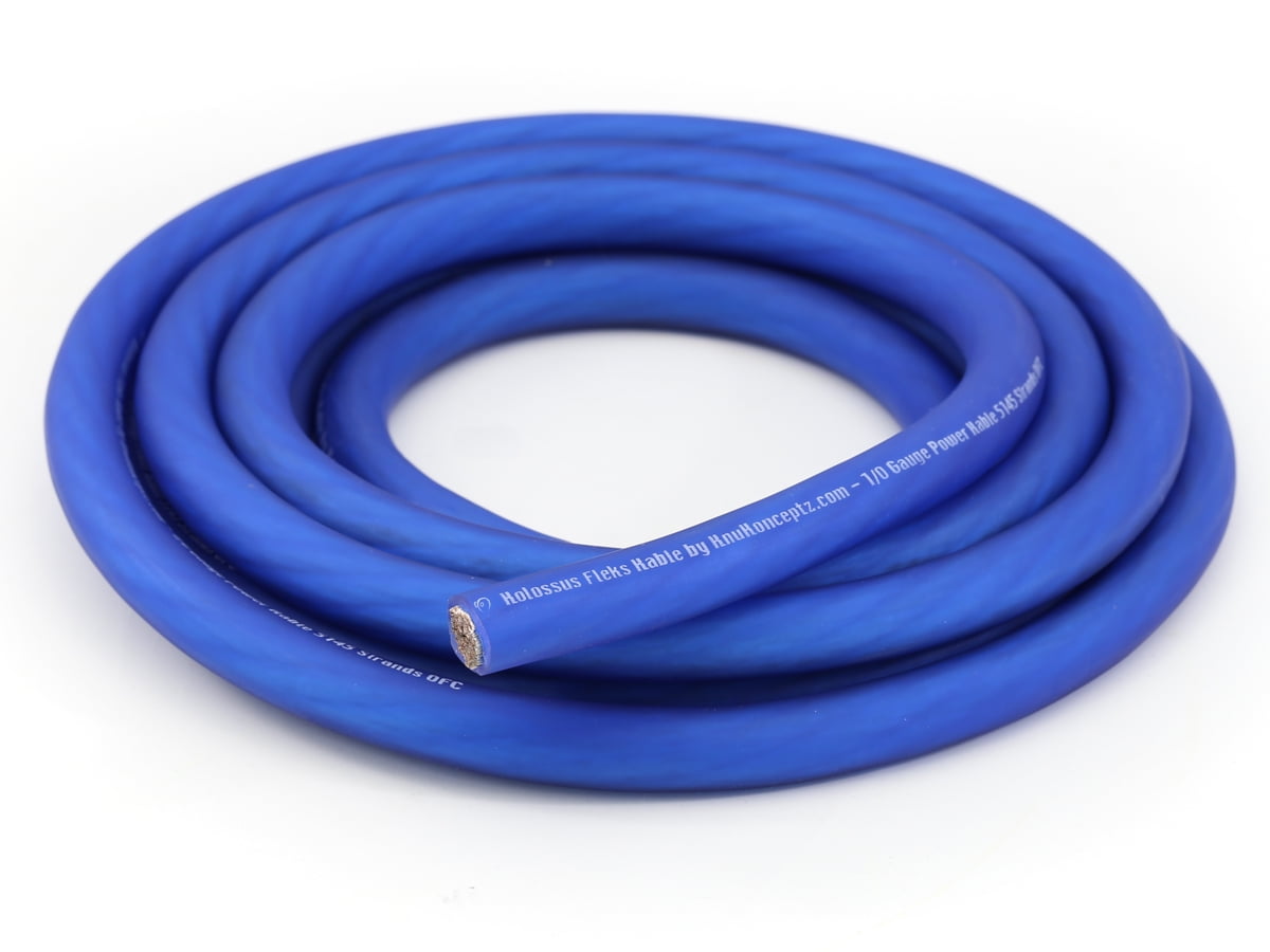 KnuKonceptz Kolossus Flex Kable 4 Gauge Blue OFC Power Wire /Ground ...
