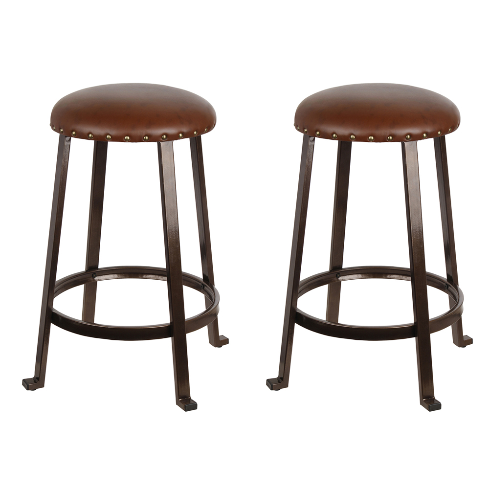 Leejay 24 inch Brown Cow Print Bar Stools for Kicthen Dining Room,Set ...