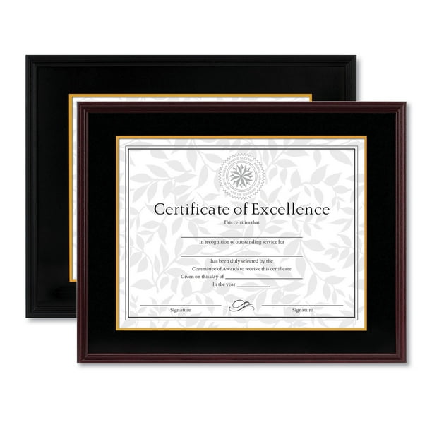 DAX Hardwood Document/Certificate Frame w/Mat, 11 x 14, 8 1/2 x 11 ...